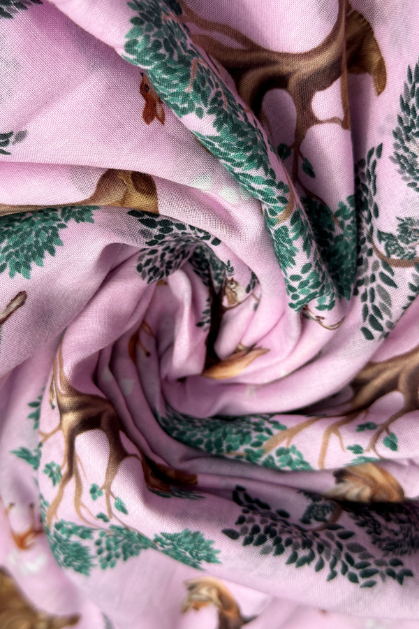 Woodland Wonders Lavender in Cotton Mull - Breathable cotton fabric ...